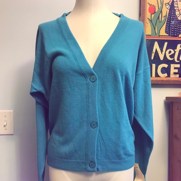 Designers Originals | Sweaters | New Vintage Blue Deep V Button Blue ...